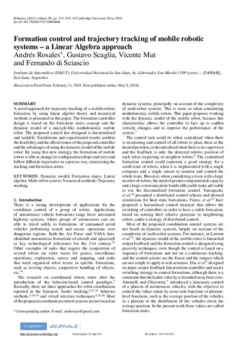 Pdf Formation Control And Trajectory Tracking Of Mobile Robotic