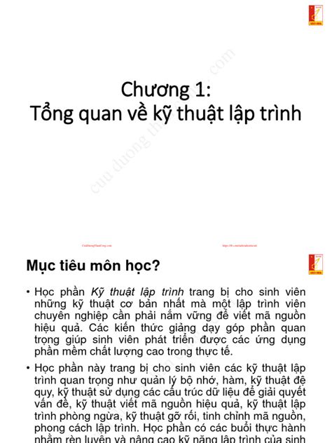 Ky Thuat Lap Trinh Lec1 Ktlt Tong Quan Ve Ky Thuat Lap Trinh Cuuduongthancong Com Pdf
