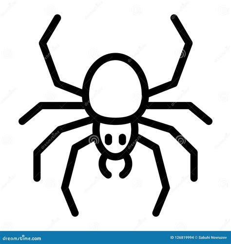 Spider Line Icon Arachnid Vector Illustration Isolated On White Stock