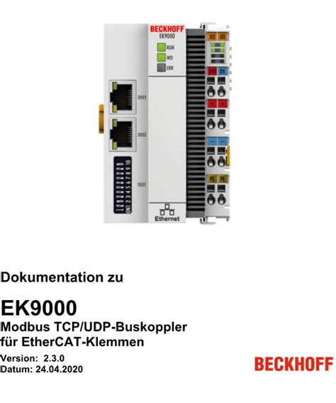 Ek9000 Modbus Tcp Udp Buskoppler Für Ethercat Klemmen
