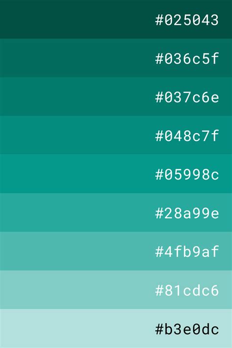 Teal Color Palette Color Shades