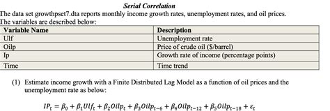 Serial Correlation Data Set Growthpset7 Dta Reports