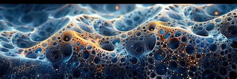 Abstract Blue And Orange Pattern With Interconnected Bubbles Premium