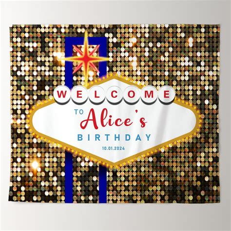 Gold Sequin Patterm Welcome Custom Birthday Backdrop Lofaris