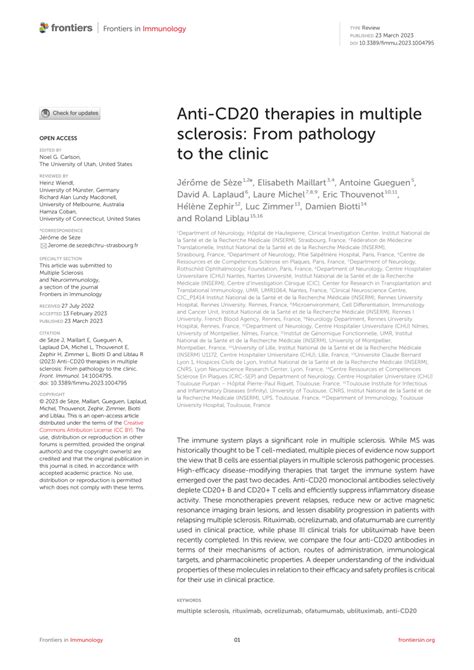 Pdf Anti Cd20 Therapies In Multiple Sclerosis From Pathology To The