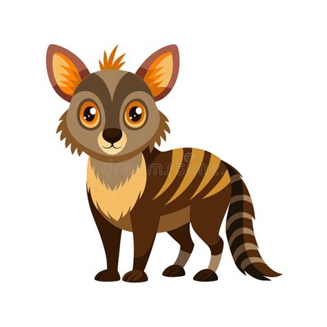 Cute Cartoon Aardwolf Illustration With Brown And Orange Palette Stock