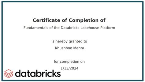 I Earned My Fundamentals Of The Databricks Lakehouse Platform Certifications Khushboo Mehta