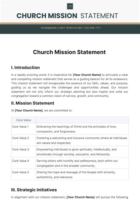 Free Church Mission Statement Template To Edit Online