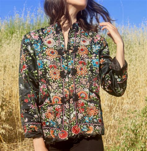 The Chrysanthemum Rare 1920s Hand Embroidered Silk Floral Jacket Rob