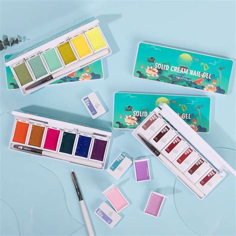 Echoyy 36 Color Japanese Solid Nail Polish Gel Set Eye Shadow Plate Gel