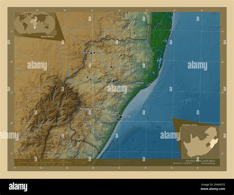 Kwazulu Natal Province Of South Africa Colored Elevation Map With