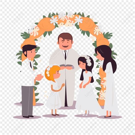 婚禮剪貼畫情侶婚禮婚禮婚禮插圖與一對夫婦和他們的孩子在婚禮卡通下 向量卡通孩子eps圖案素材免費下載，可愛卡通圖片，尺寸4267 ×