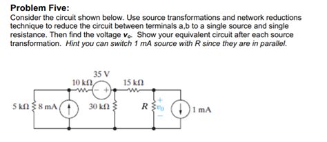 solved problem five consider the circuit shown below use
