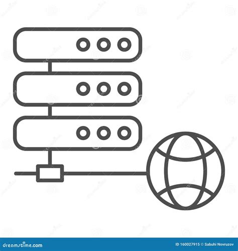 Server Thin Line Icon Data Storage Vector Illustration Isolated On White Computer Storage