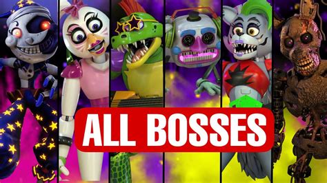 FIVE NIGHTS AT FREDDY S SECURITY BREACH TODOS LOS 6 BOSSES Y CÓMO