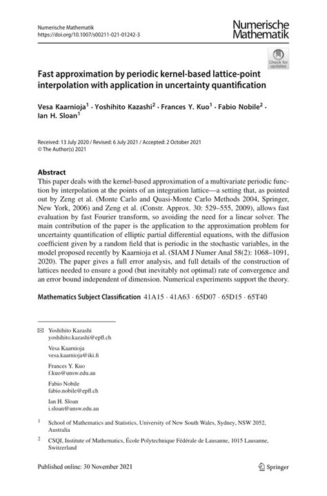 Pdf Fast Approximation By Periodic Kernel Based Lattice Point Interpolation With Application
