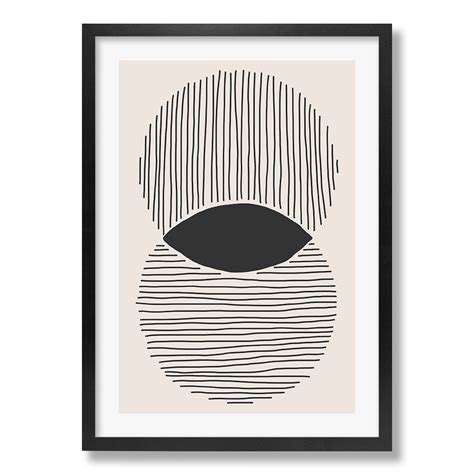 Circle Wall Art Print Modern Geometric Lines Black And White