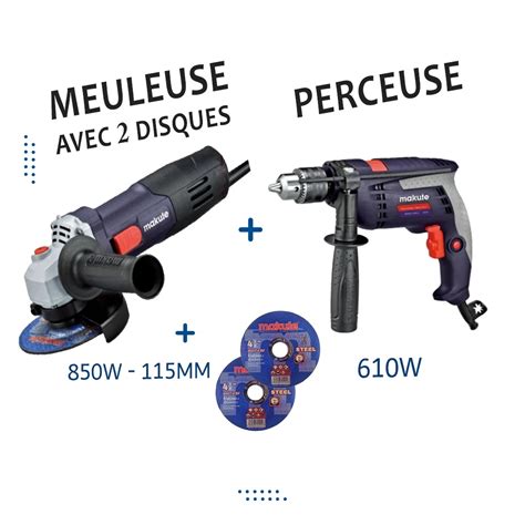 Pack Meuleuse 850w Perceuse 610w Makute Maroc