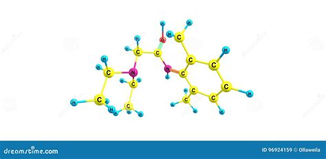 Estructura Molecular De La Lidocaína En Blanco Stock De Ilustración
