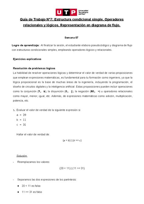 algoritmo semana 7 luisa chero guía de trabajo n°7 estructura