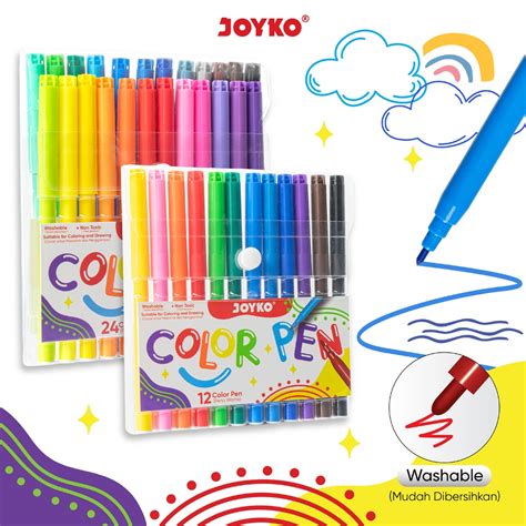 Jual Joyko Colour Pen Marker Spidol Pen 12 24 Warna Joyko Clp 60