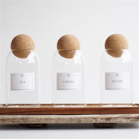 Tea Coffee Sugar Glass Jars With Cork Ball Lid Dryck 500ml So At