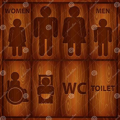 铝洗手间标志。男人和妇女wc板材 向量例证 插画 包括有 背包 浴室 图标 标签 入口 绅士 31623904