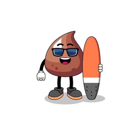 Premium Vector Mascot Cartoon Of Choco Chip As A Surfer