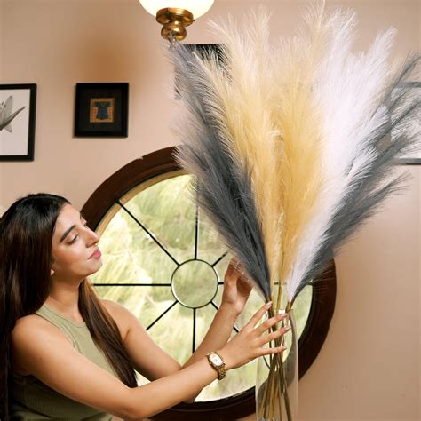 Braspa Decor Faux Pampas Grass Decor Tall 10 Stems Artificial 40 Inch