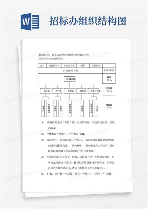招标办组织结构图 Word模板下载编号lnoazbgn熊猫办公