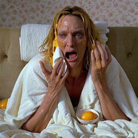 Uma Thurman Egg Yolk Bed Scene Stable Diffusion Online