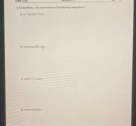 solved compositions give exact values for the following
