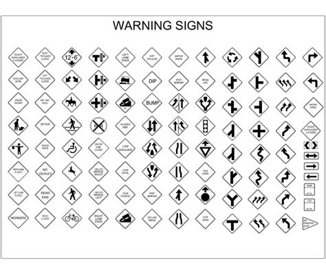 Autocad Traffic Signs Guide Regulator And Warning Signs Dwg Dxf And Png Etsy
