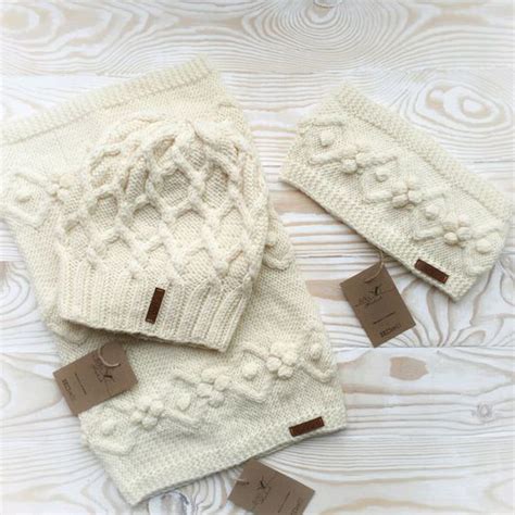 Женский вязаный комплект ручной работы шапка снуд и повязка в интернет магазине на Ярмарке