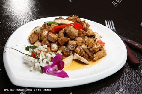 香菇炒肉丁 中国菜系 食品餐饮 摄影素材 汇图网www huitu