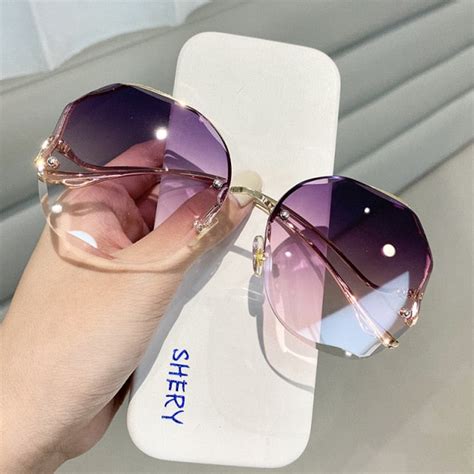 Oversized Gradient Rimless Sunglasses Polarised Lenses Keep Melbourne