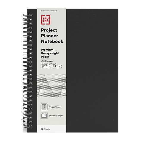 Tru Red Medium Soft Cover Project Planner Notebook Blk Tr54989