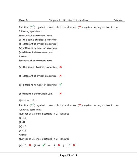 Class 9th Science Structure Of The Atom Ncert Solution Cbse 2023