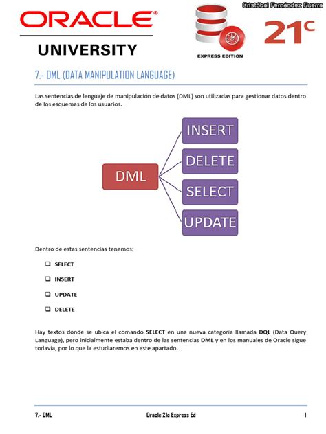 7 Dml Data Manipulation Language Select Insert Update Delete Pdf Sql Software De