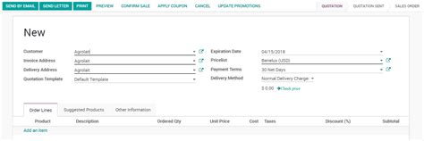 Send Quotations Odoo 14 0 Documentation