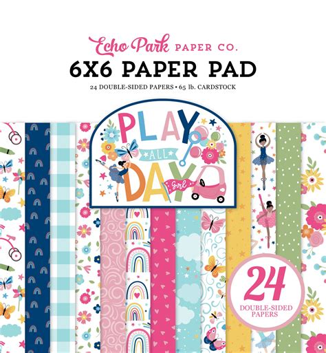 Echo Park Double Sided Paper Pad 6x6 24pkg Play All Day Girl