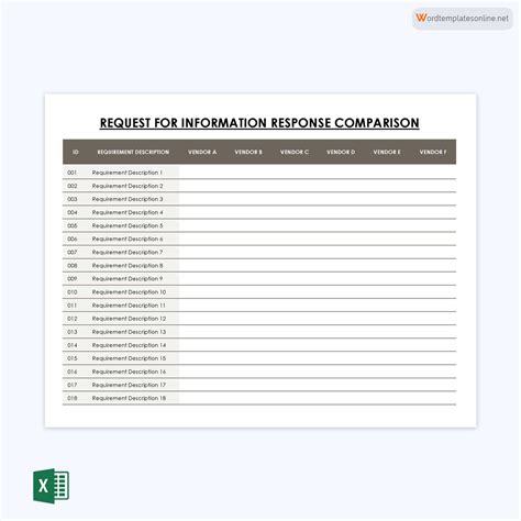 free request for information rfi templates excel word