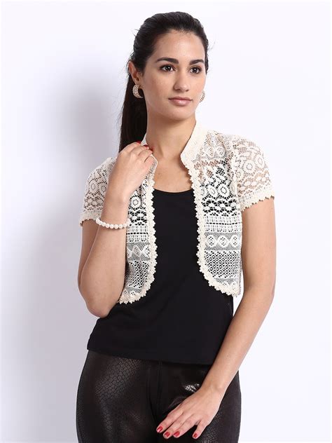 Buy Meee Off White Crochet Lace Shrug Shrug For Women 265726 Myntra