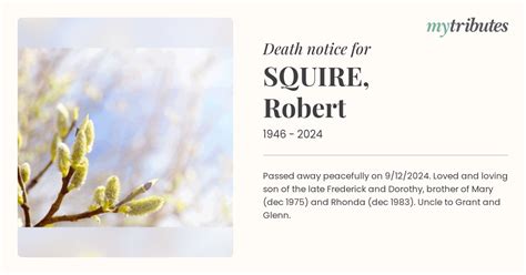 Squire Robert Death Notices Adelaide My Tributes