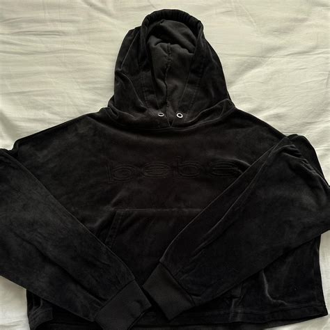 Bebe Velour Cropped Hoodie • Size Xl Bebe Y2k Depop