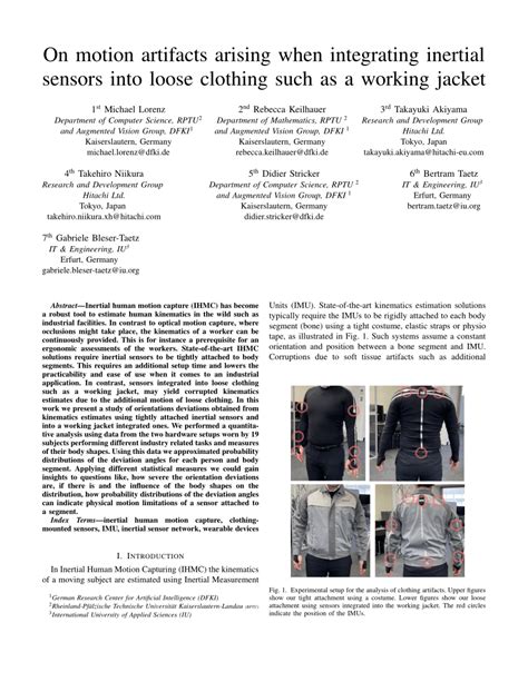Pdf On Motion Artifacts Arising When Integrating Inertial Sensors
