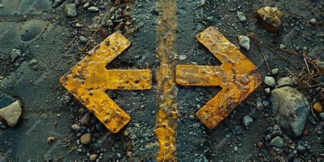 Premium Photo Two Yellow Arrows Pointing In Opposite Directions On A