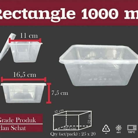 Jual Thinwall Rectangle 1000ml Kotak Plastik Kotak Makan Di Seller