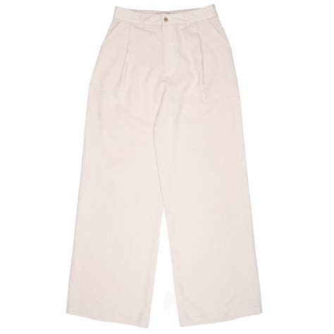 Relaxed Pleated Trouser French Linen Fine Canvas Ecru Naked