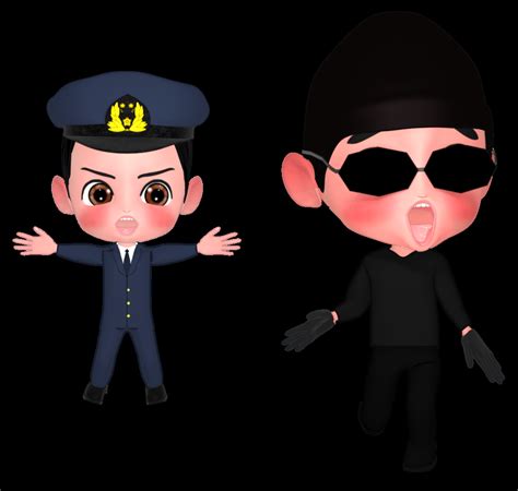 警察官から逃げる犯人のイラスト いらすとマッピング